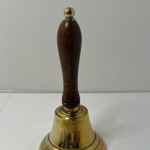 Other | Vintage Brass Wood Hand Bell Teachers Bell | Poshmark